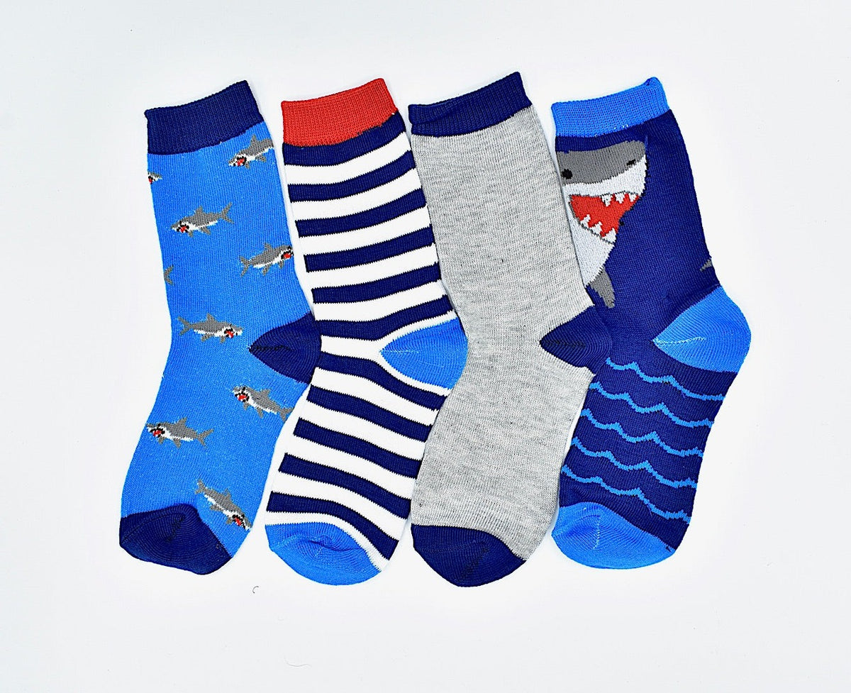 Kid's Socks 4 Pack Sharks – The Tie Shop